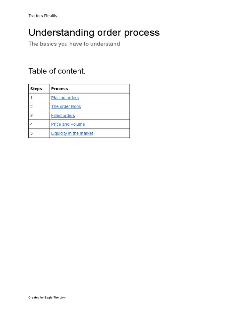 Understanding Order Process | PDF | Order (Exchange) | Market Liquidity