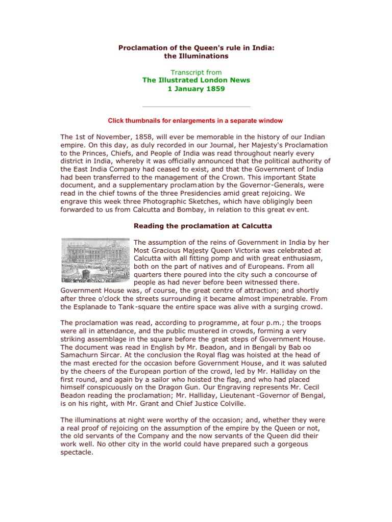 Queen Victoria Assumes Sovereignty Over India: Illuminations and ...
