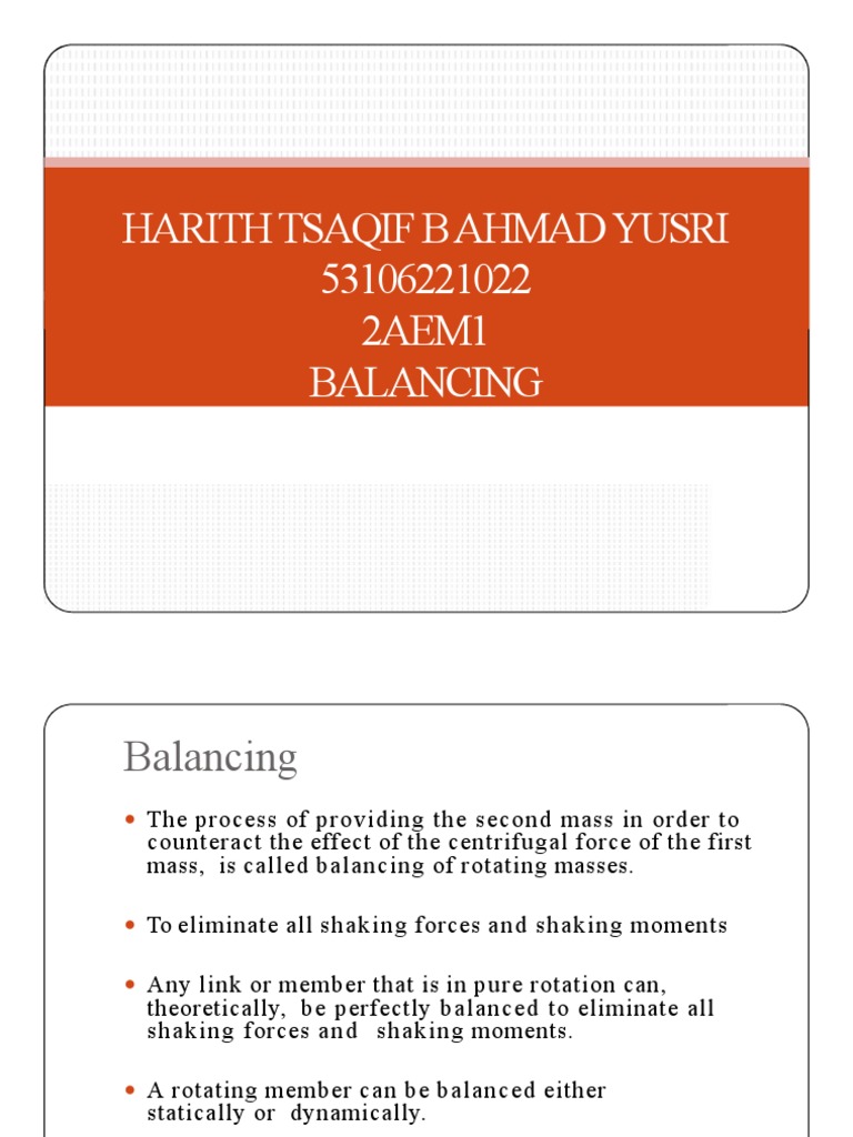 Static and Dynamic Balancing | PDF | Force | Rotation Around A Fixed Axis