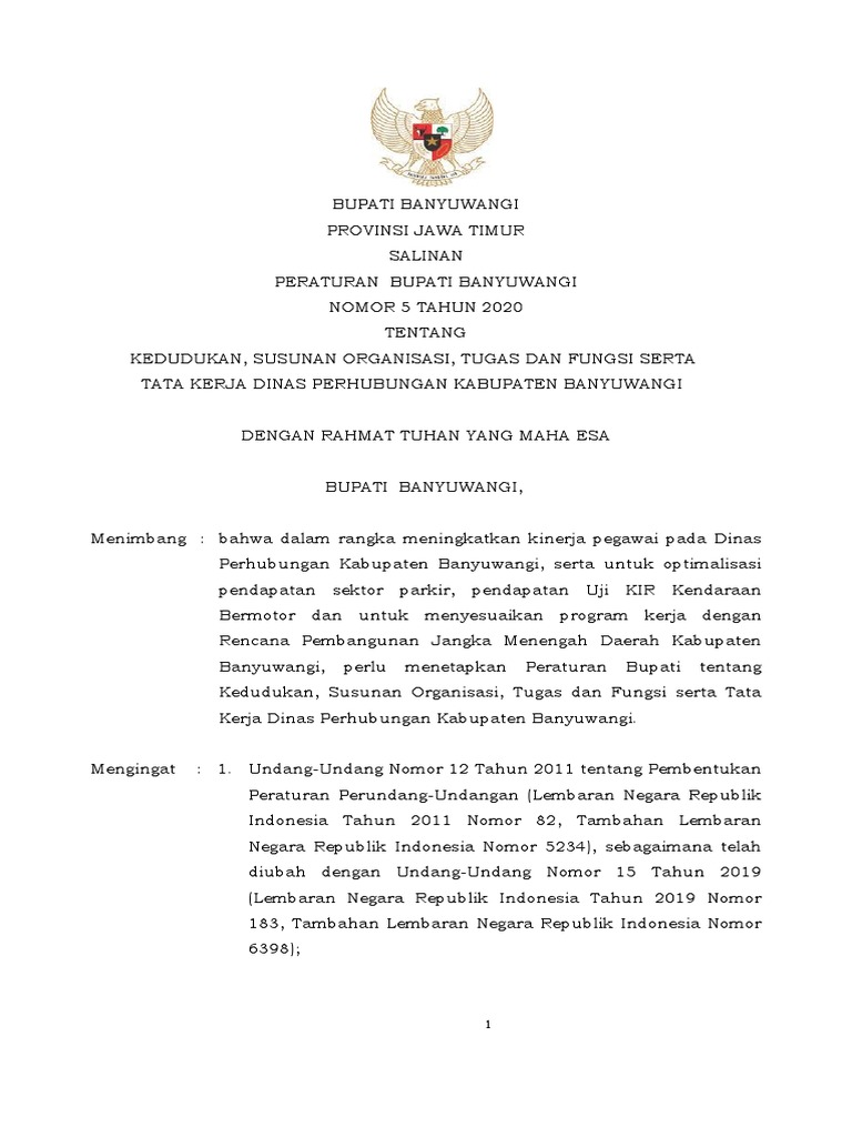 PERBUP_NO_5_TAHUN_2020_TUSI_DISHUB_DAN_LAMPIRAN | PDF