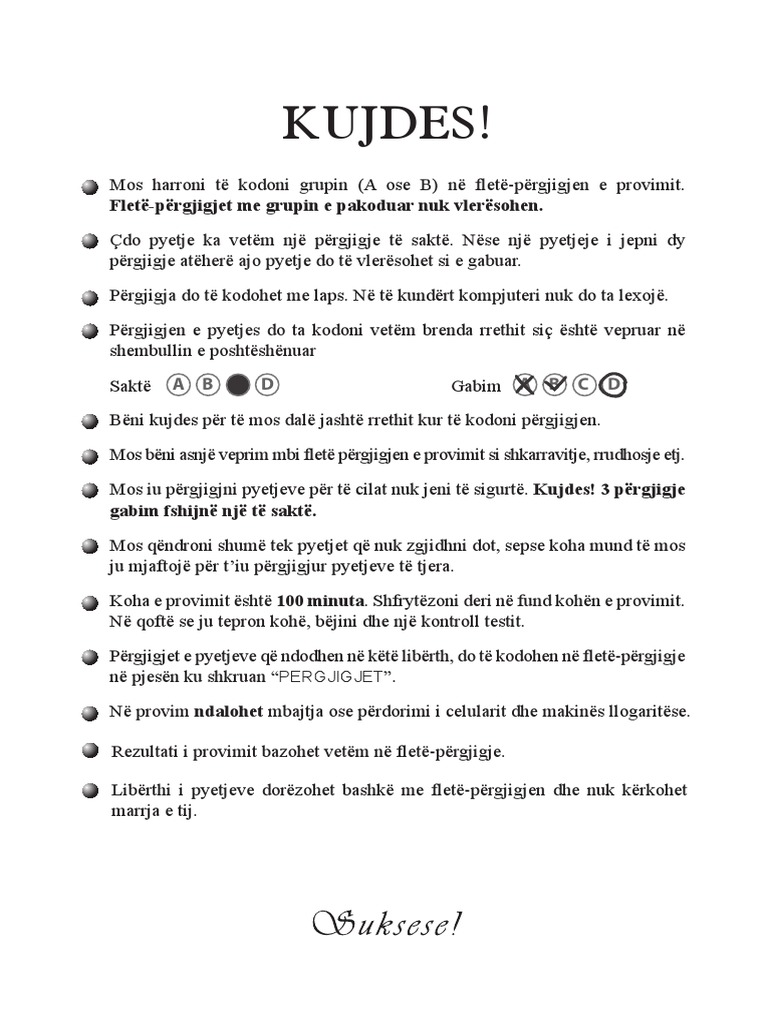 Provimi I Pranimit 2021 KL 8 A | PDF