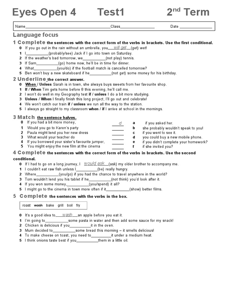 Unit 4 - Standard Test, Customisable | PDF | Soup | Lunch