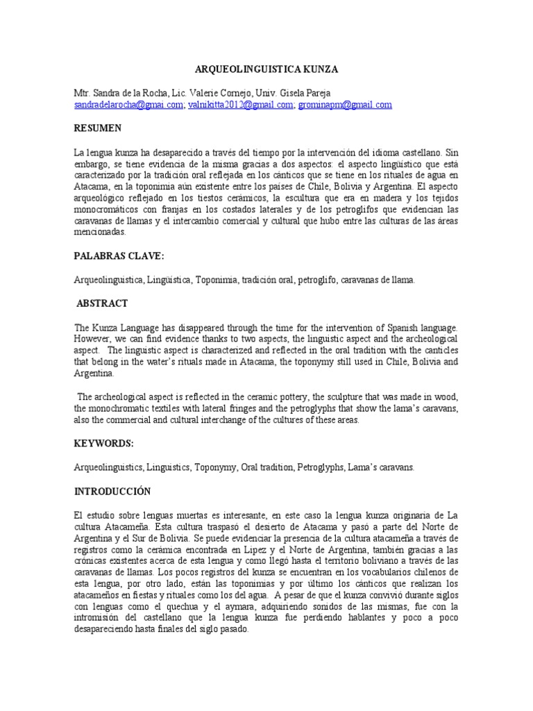 Arqueolinguística Kunza | PDF