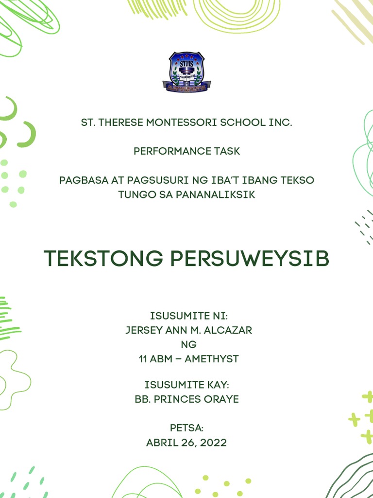 ALCAZAR PAGBASA Tekstong-Persuweysib | PDF