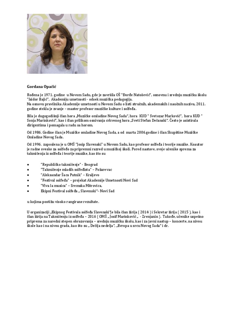 BIOGRAFIJA Gordana PDF | PDF