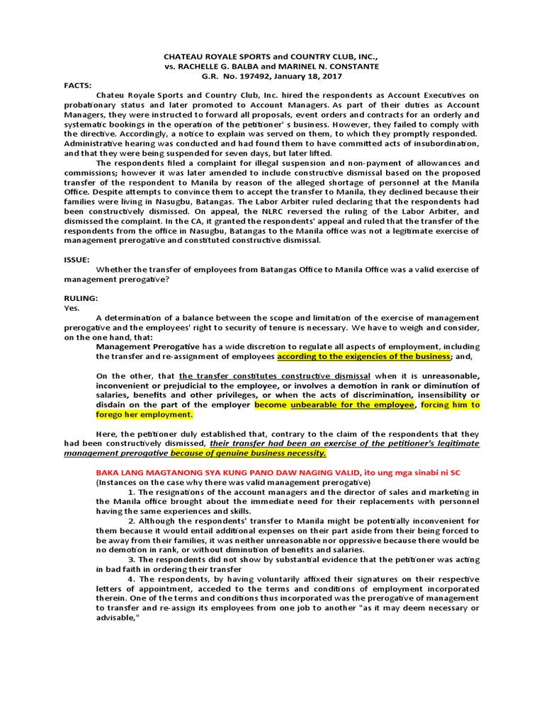 Management Prerogatives | PDF | Employment | Complaint