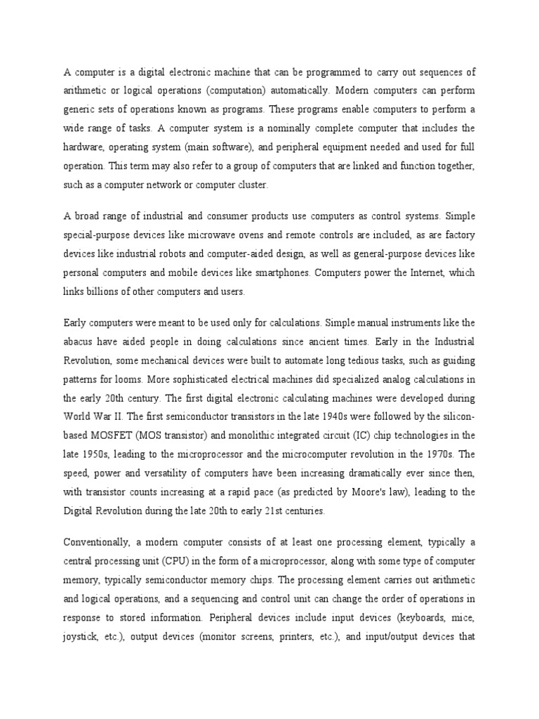 Computer | PDF | Integrated Circuit | Transistor