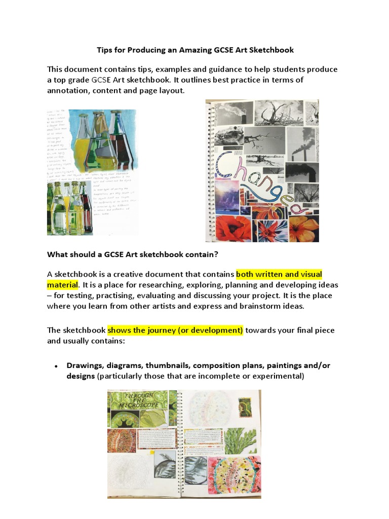 GCSE Art Sketchbook Annotation Tips | PDF | Composition (Visual Arts ...