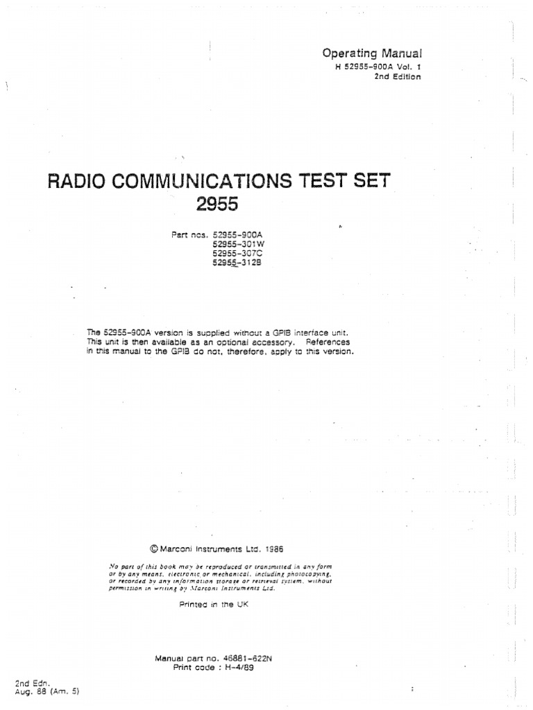 Marconi 2955 Operating Manual | PDF