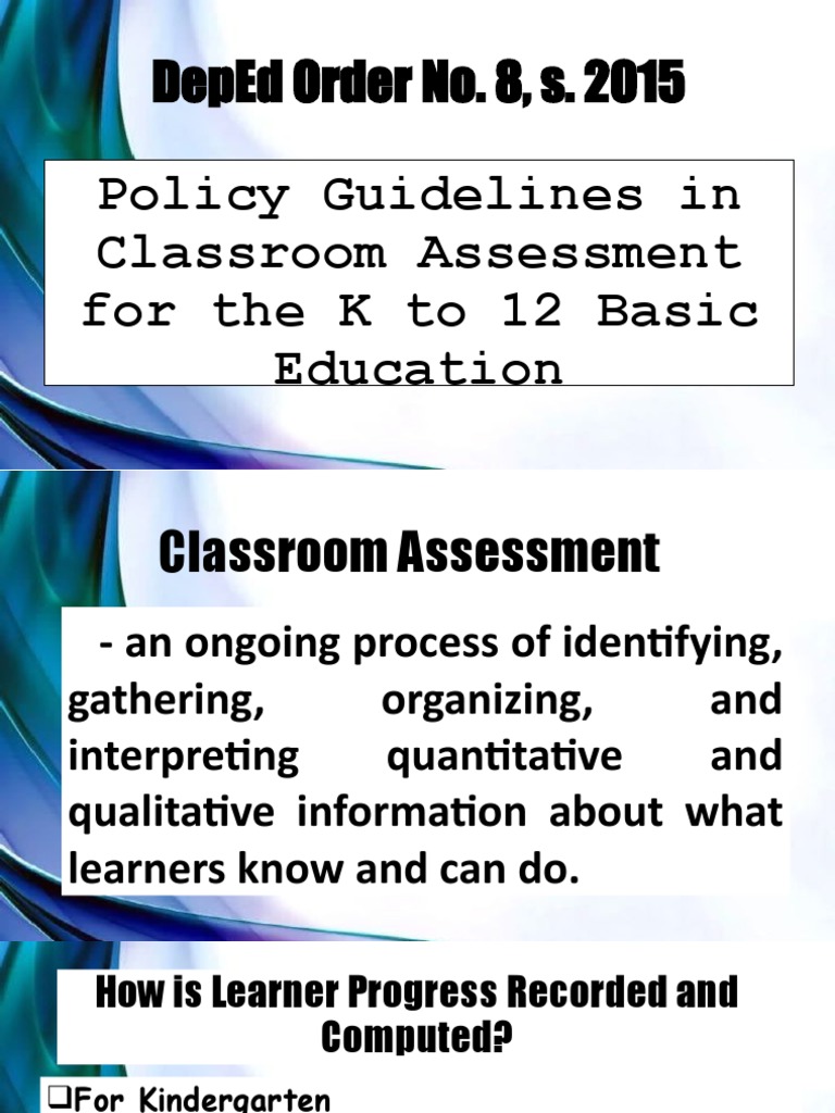 Ppt Assessment In Learning Pdf Educational Stages Learning