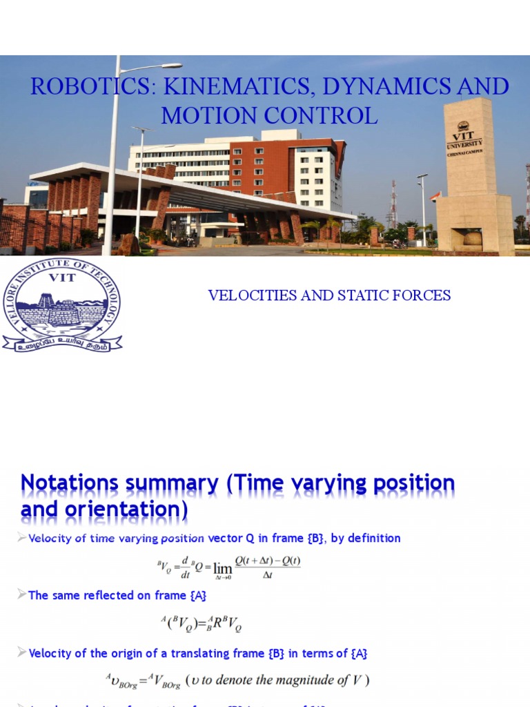 Robotics Kinematics Dynamics And Motion Control Module 4 Vit Download Free Pdf Velocity