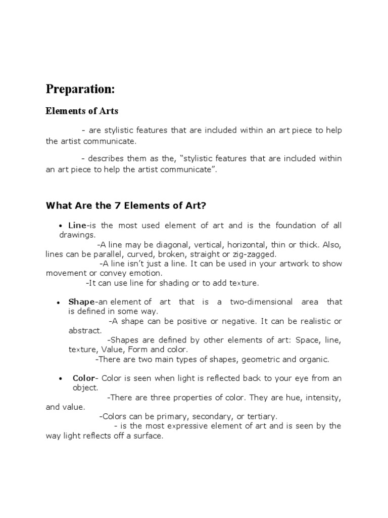 Preparation IN ARTS | PDF