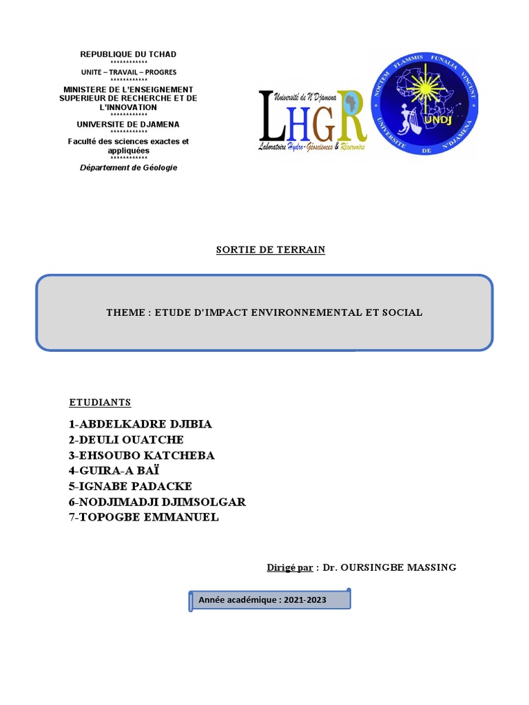 Rapport de sortie terrain EIES 2023 | PDF | Environnement naturel ...