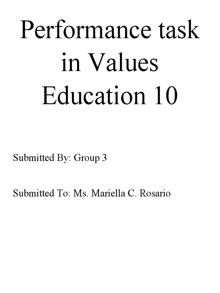 Grade 10 Values Education Performance Task | PDF | Career & Growth ...