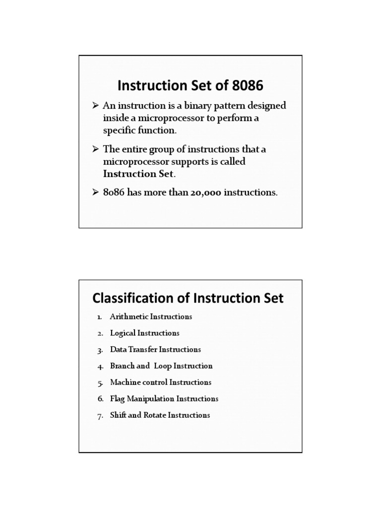 8086 Instruction Set Pdf Pdf Manufactured Goods Digital Electronics 