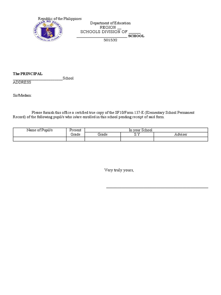 Request For Form 137 | PDF