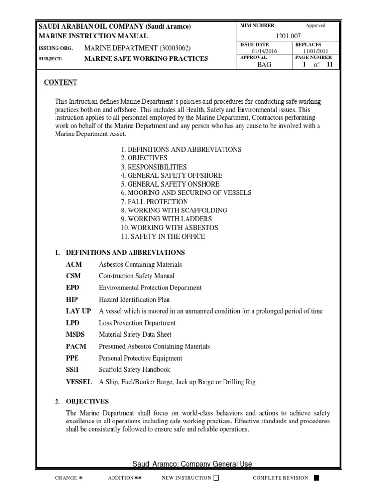 Marine Safety Practices Manual | PDF | Desk | Personal Protective Equipment