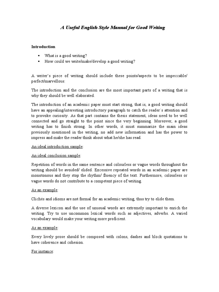 A Useful Style Manual For Good Writing | PDF | Word | Writers