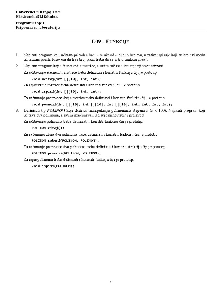 PI - L09 - Funkcije PDF | PDF