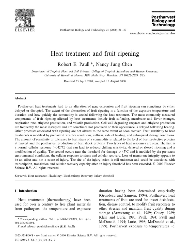Heat Treatment and Fruit Ripening | PDF | Proteins | Cell Biology