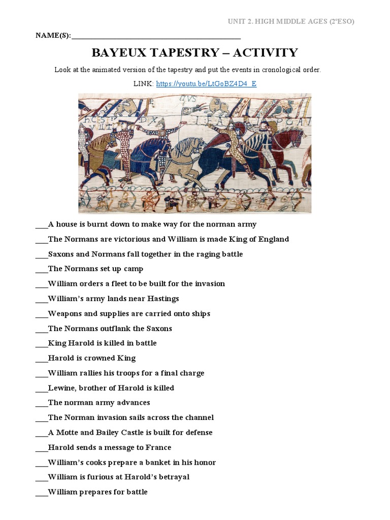 Bayeux Tapestry Activity | PDF Bayeux Tapestry Activity | PDF
