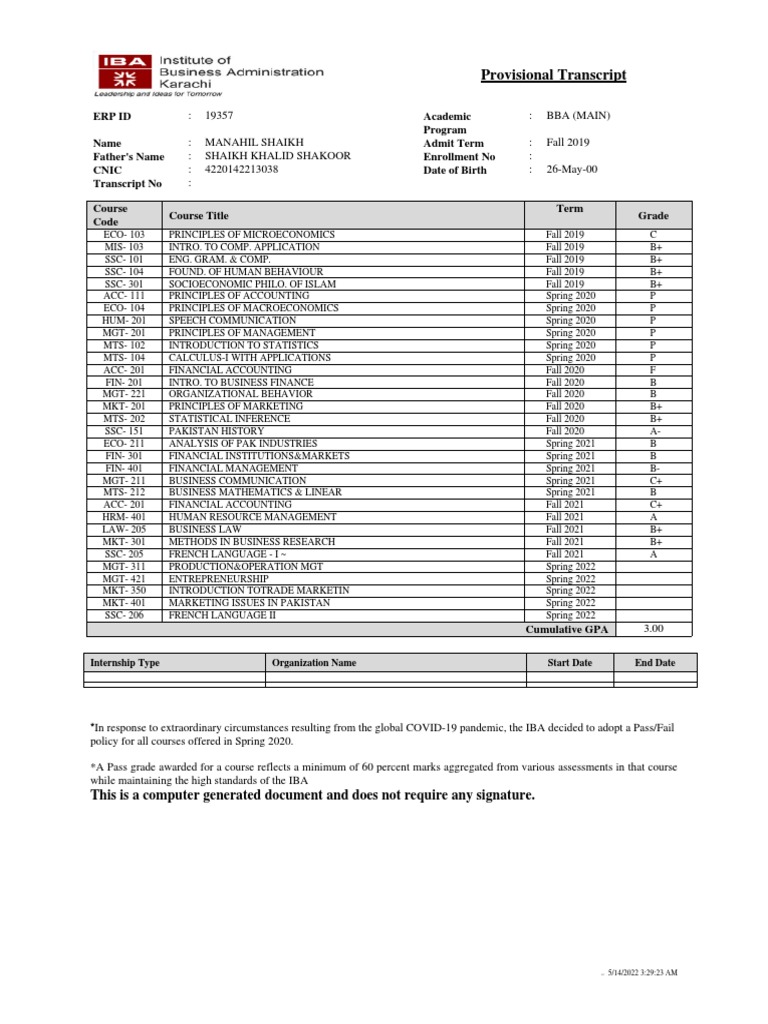 Manahil Transcript PDF | PDF | Business | Economies