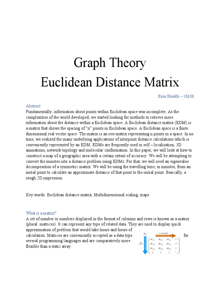 Euclidean Distance Matrix | Download Free PDF | Matrix (Mathematics) | Eigenvalues And Eigenvectors