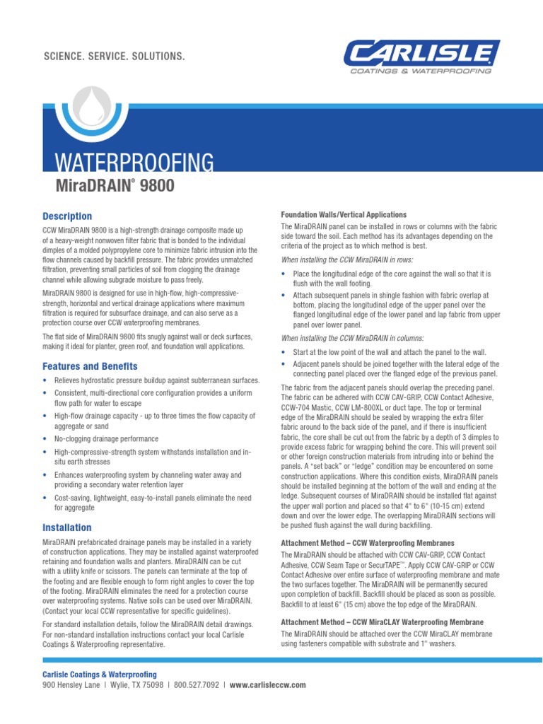 4806 en MiraDRAIN 9800 TDS | PDF | Drainage | Duct (Flow)