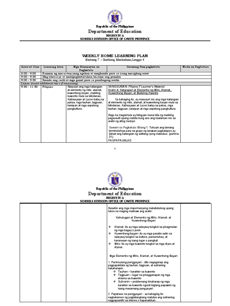 FILIPINO 7 Q3 Week4 | PDF