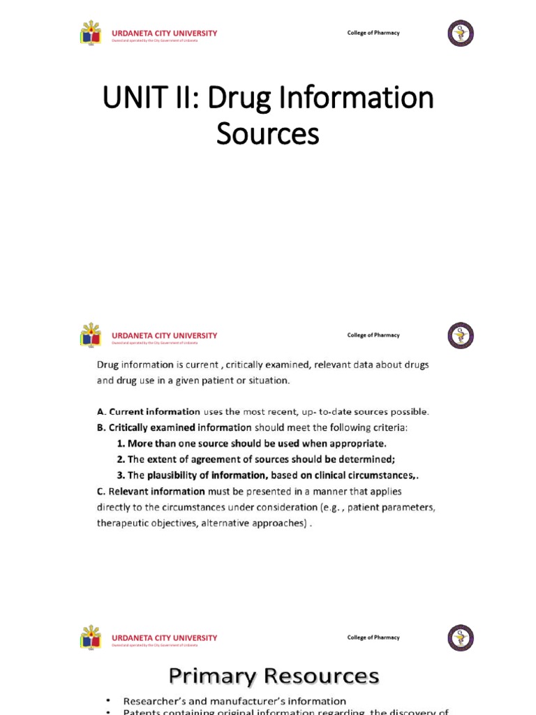 UNIT II Drug Information Sources | PDF | Cohort Study | Observation