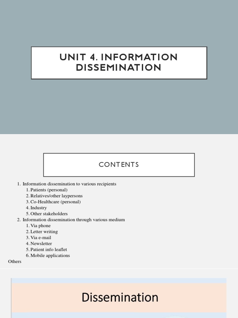 UNIT 4 Information Dissemination | PDF | Social Science | Self-Improvement