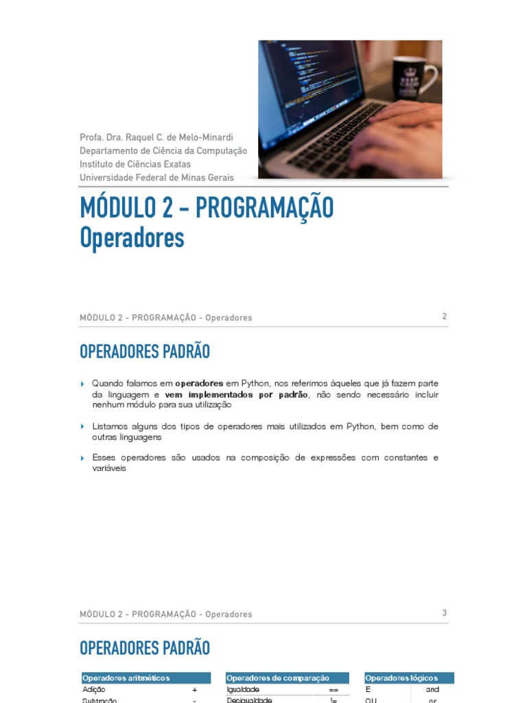 Aula 20 - Operadores | PDF | Métodos e Materiais de Ensino