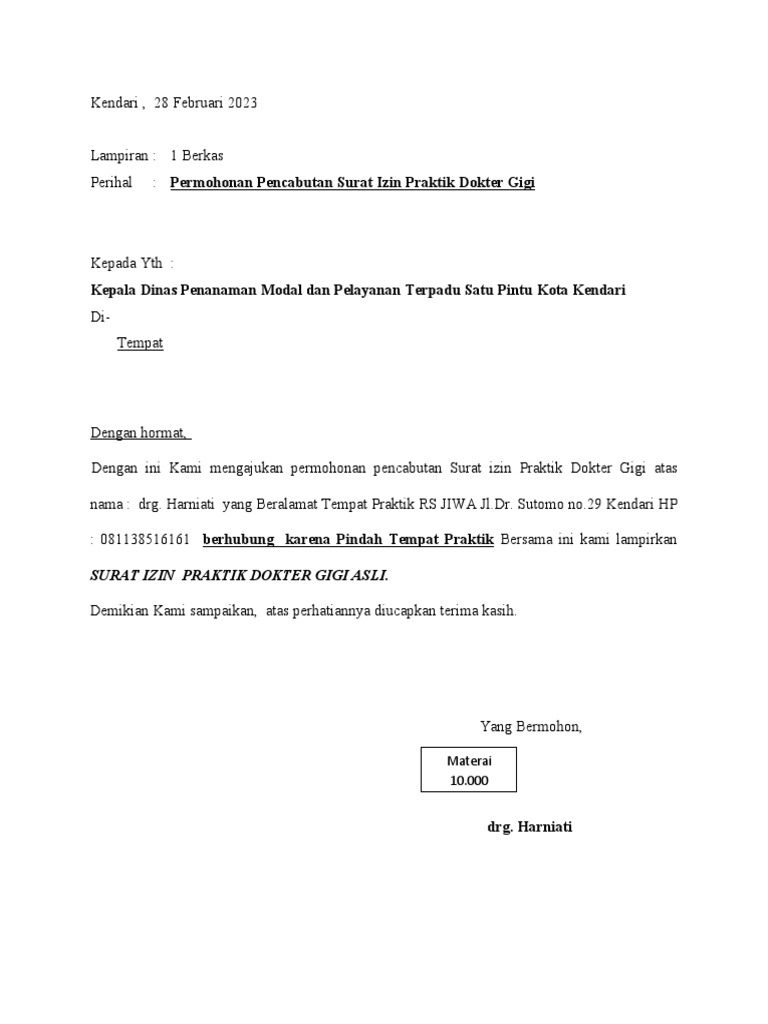 Format Pencabutan Izin Praktik | PDF