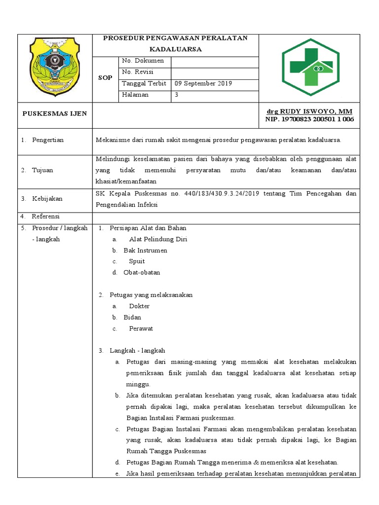 Sop Pengawasan Peralatan Kadaluarsa 2 | PDF