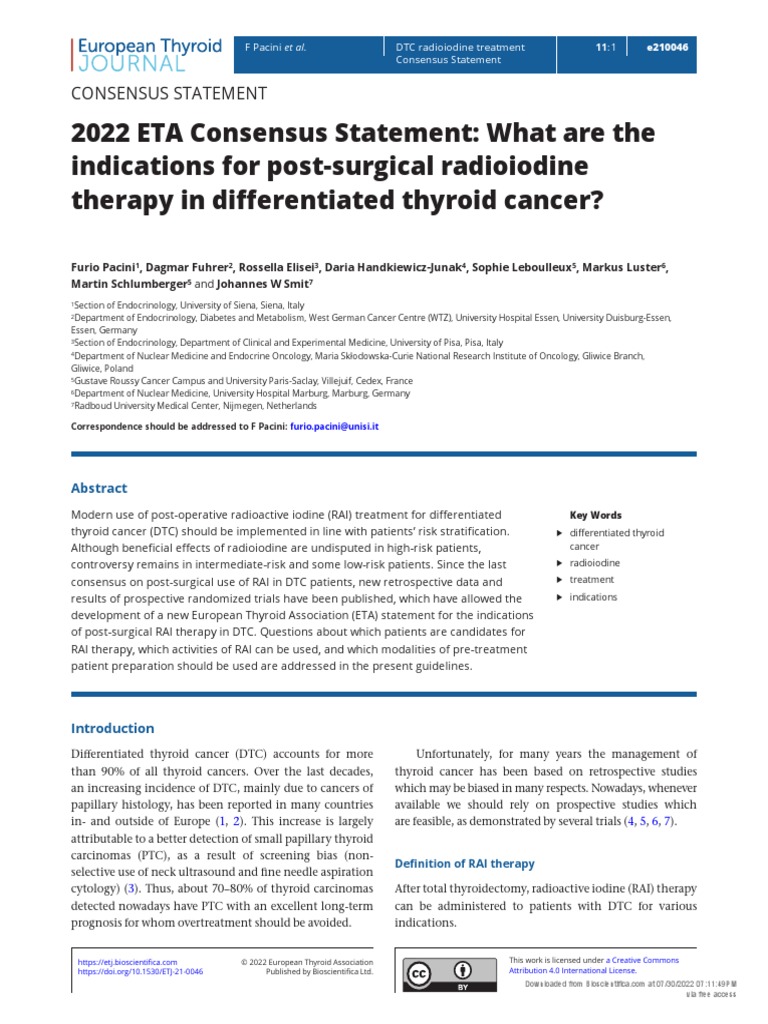 2022 ETA Consensus Statement: What Are The Indications For Post ...