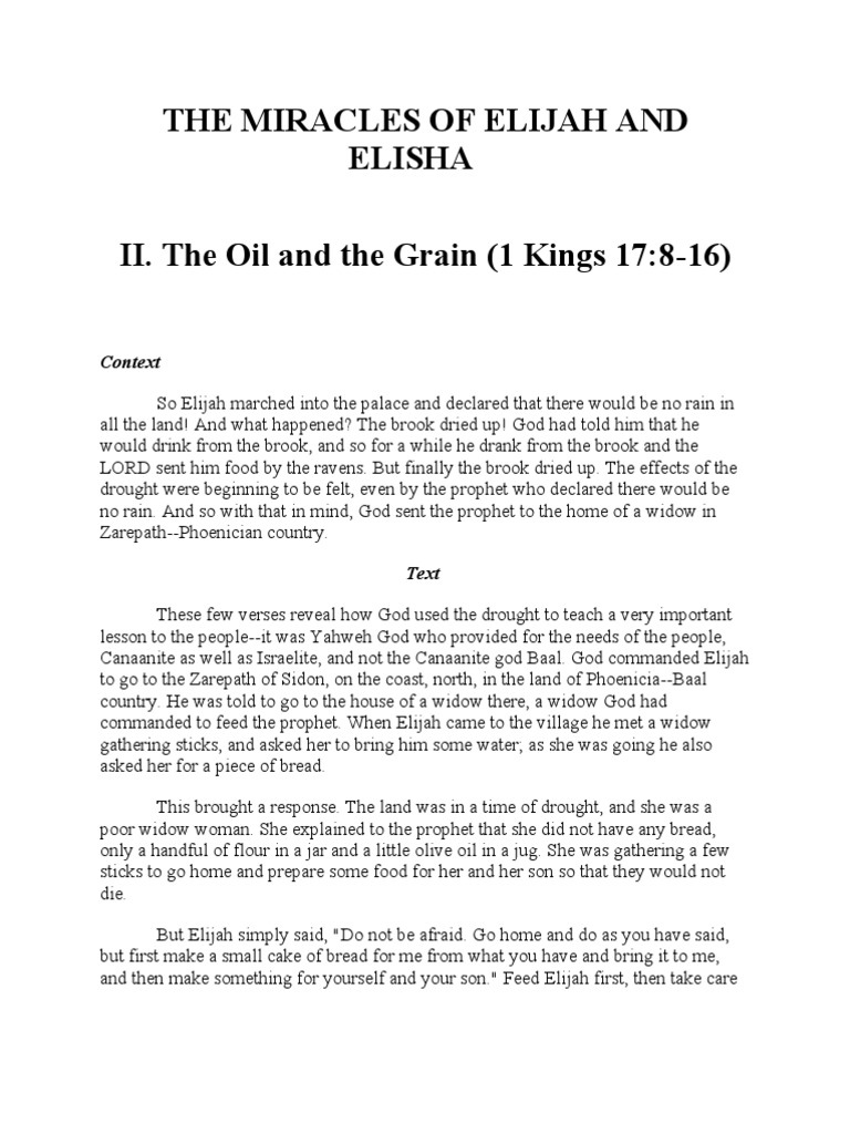 The Miracles of Elijah and Elisha | PDF | Elijah | Yahweh