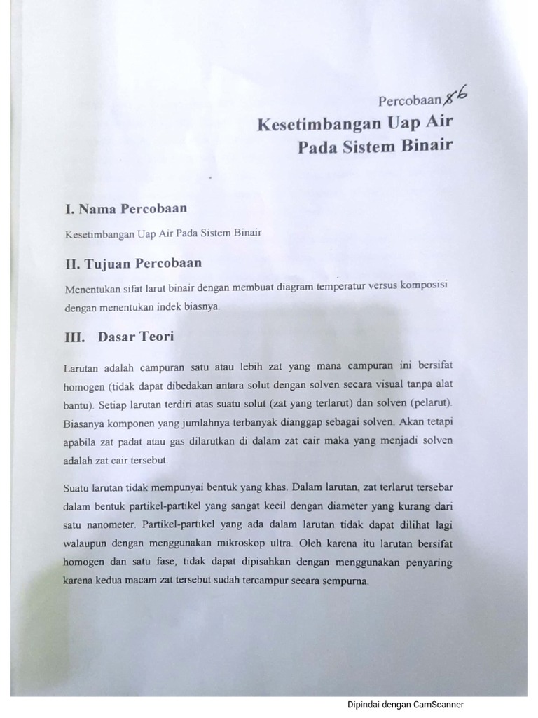 Modul-Perc.6-Kesetimbangan Uap Air Pada Sistem Binair | PDF