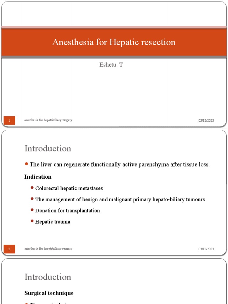 Anesthesia For Hepatic Resection and Laparascopic Surgery | PDF ...