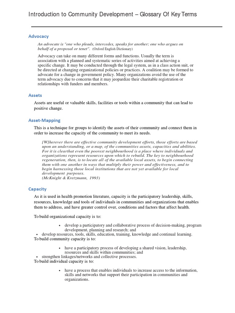 BK - Community - Development - Glossary PDF | PDF | Community ...