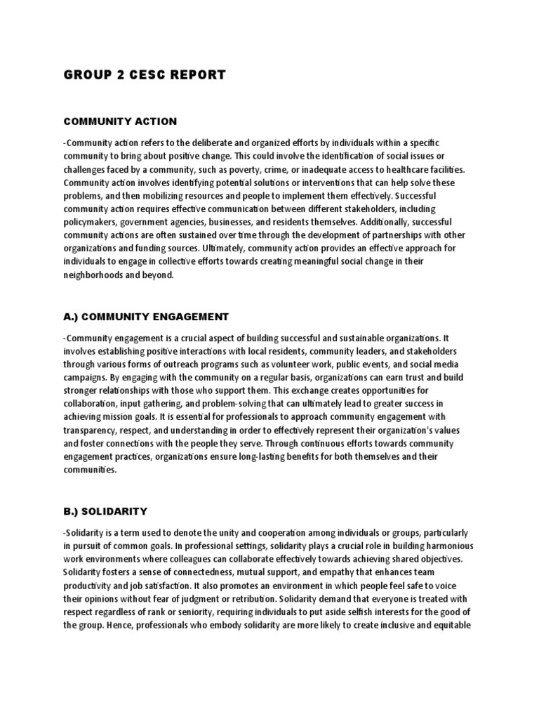 Group 2 Cesc Report | PDF | Social Exclusion | Community