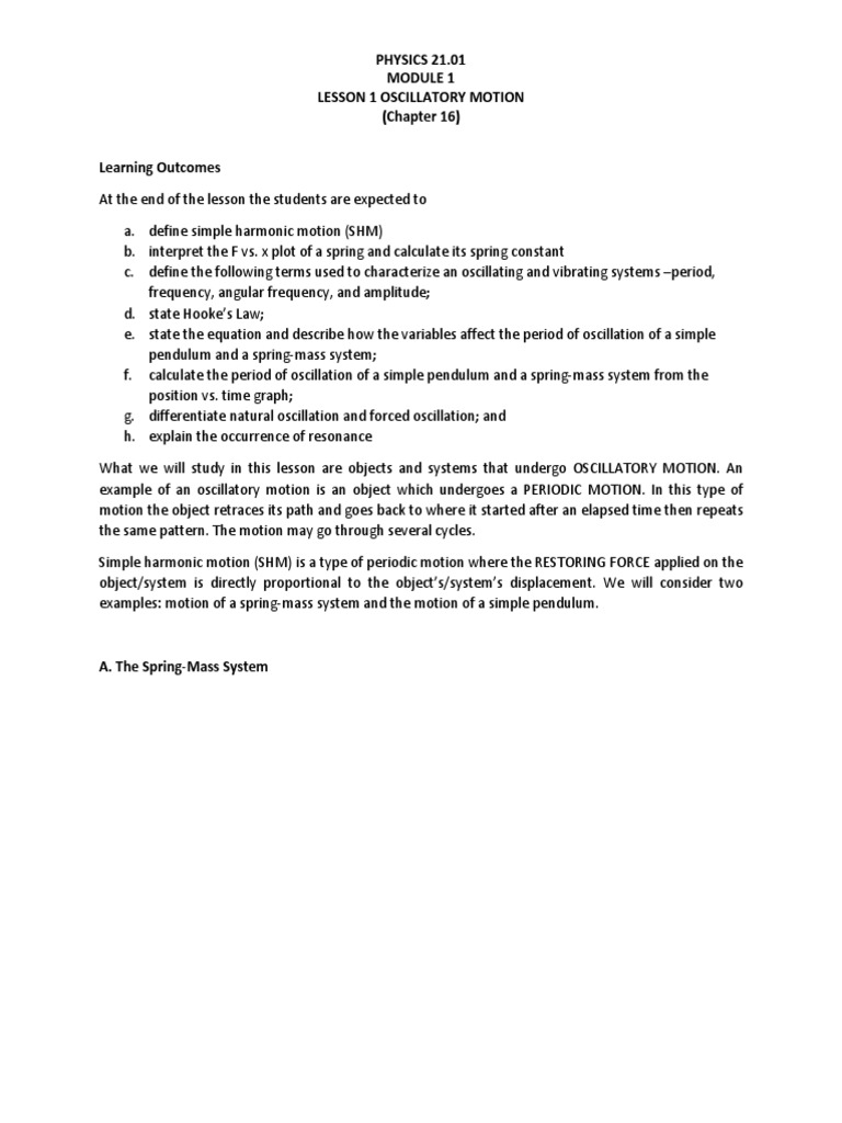 Lesson 1 Oscillations V 2023 | PDF | Oscillation | Damping