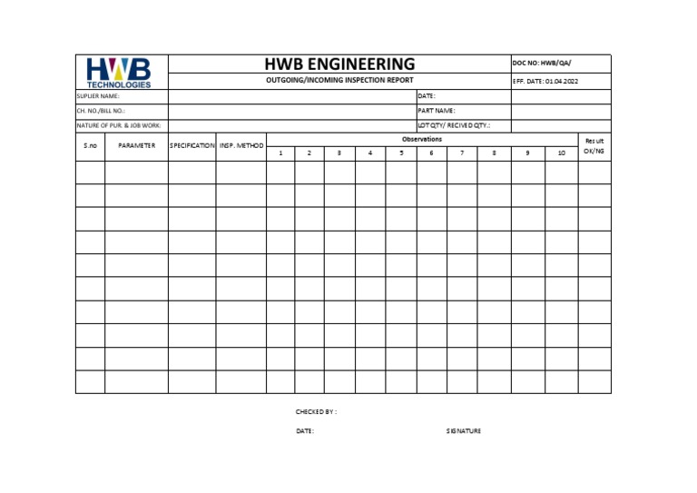 HWB Engg Inpection | PDF