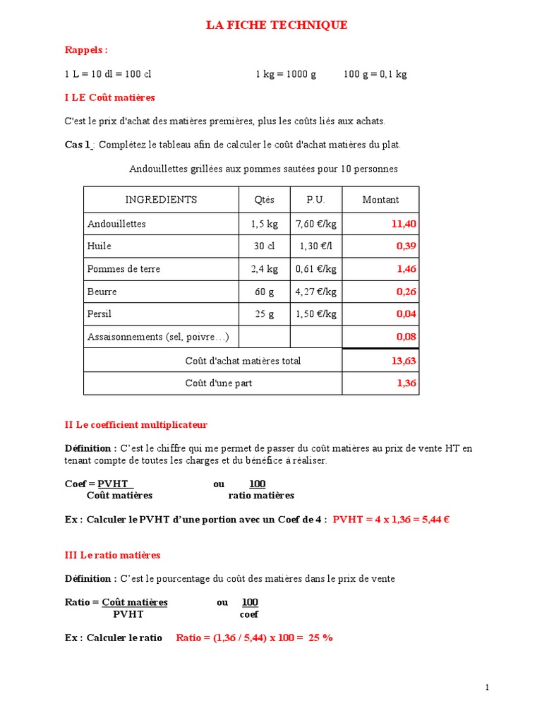 La Fiche Technique | PDF | Cuisine | Nourriture et boisson