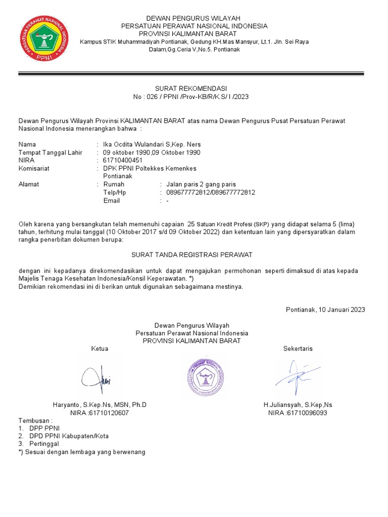 Surat-Rekomendasi-PKB Ika 026 PTK | PDF