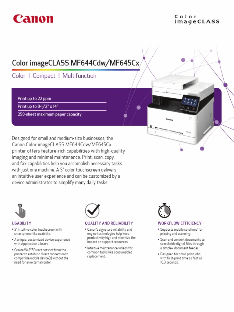 Impresora Multifuncional Canon mf644cdw | PDF | Image Scanner | Printer (Computing)