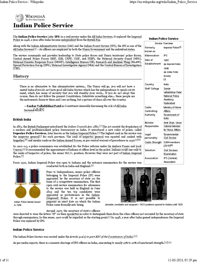Indian Police Service - Wikipedia | PDF | Criminal Justice | Crime ...