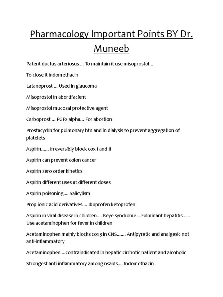 Pharmacology Whole Imp Points Ploaded by Hafiz Bilal | PDF ...