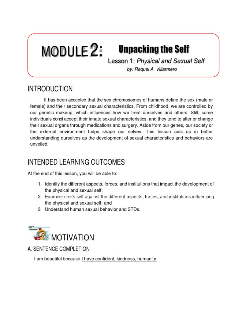 Module 2 Lesson 1 Physical and Sexual Self | PDF | Sexually Transmitted Infection | Human ...