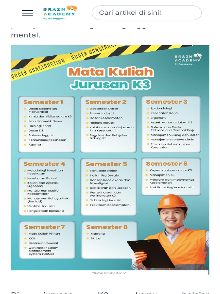 Jurusan Keselamatan Dan Kesehatan Kerja (K3), Belajar Apa Sih PDF | PDF