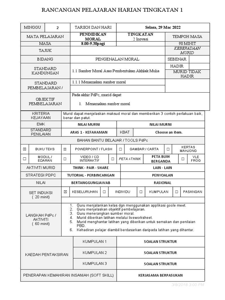 RPH Moral T2 (M2) | PDF